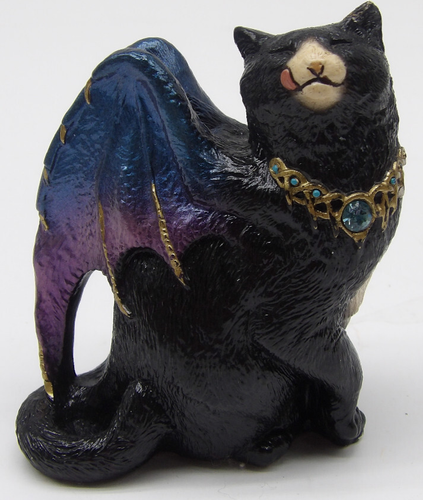 Windstone Editions Flap Cat Black Peacock Color Dragon Wings Vintage M ...