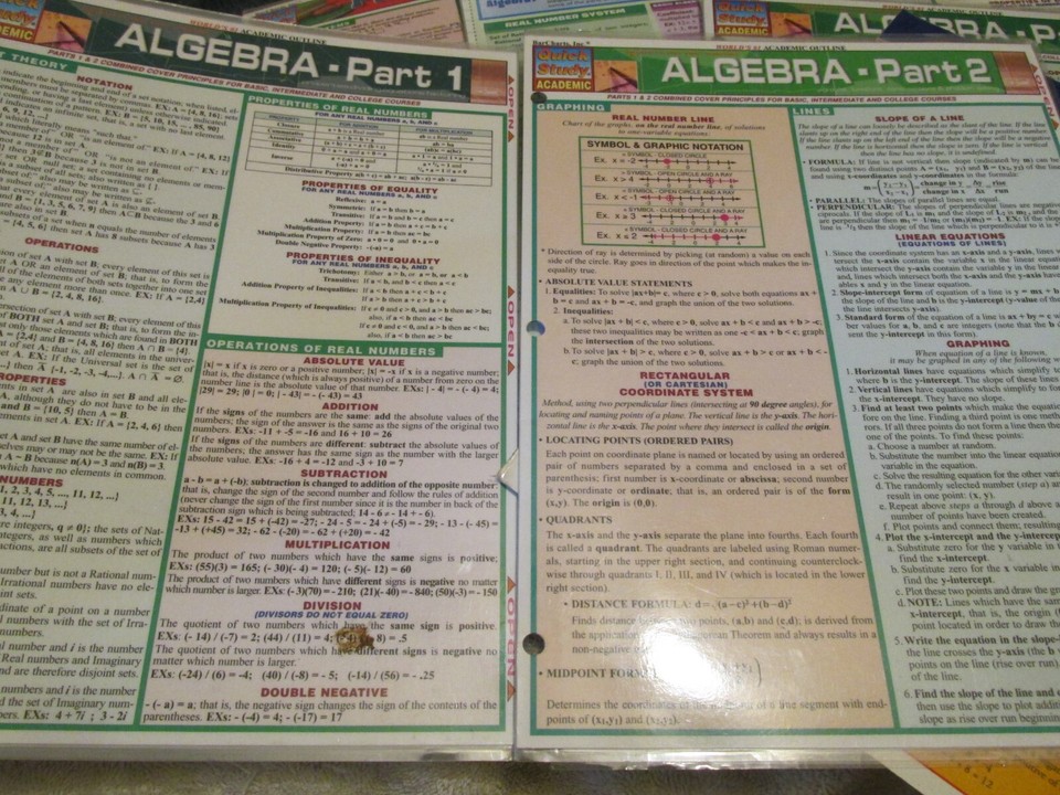 Lot 9 Quick Study Academic Reference Guides MATH Trigonometry Algebra ...