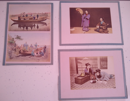 1880s - 1890s Lot of 9 Japan Geisha Boat Tinted Beato Hand Color ...