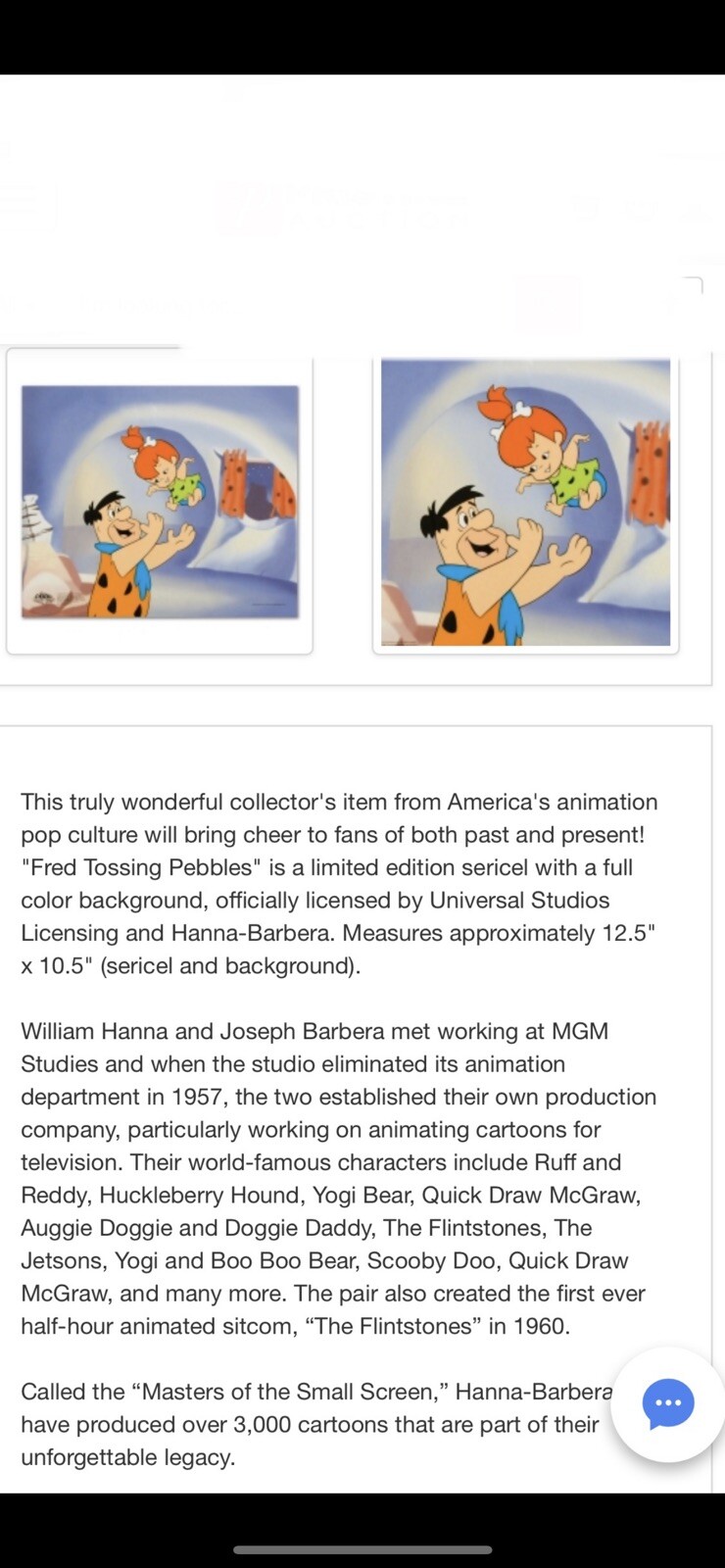 THE FLINTSTONES Fred Tossing Pebbles Animation Art Sericel Cel | eBay