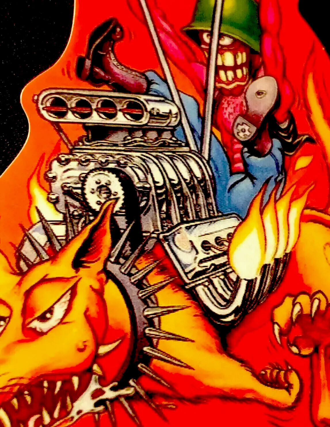 HOT ROD STICKER “ SUPERCHARGED CHOPPER DOG” 3“ X 4“ UV GLOSSY VERY NICE ...