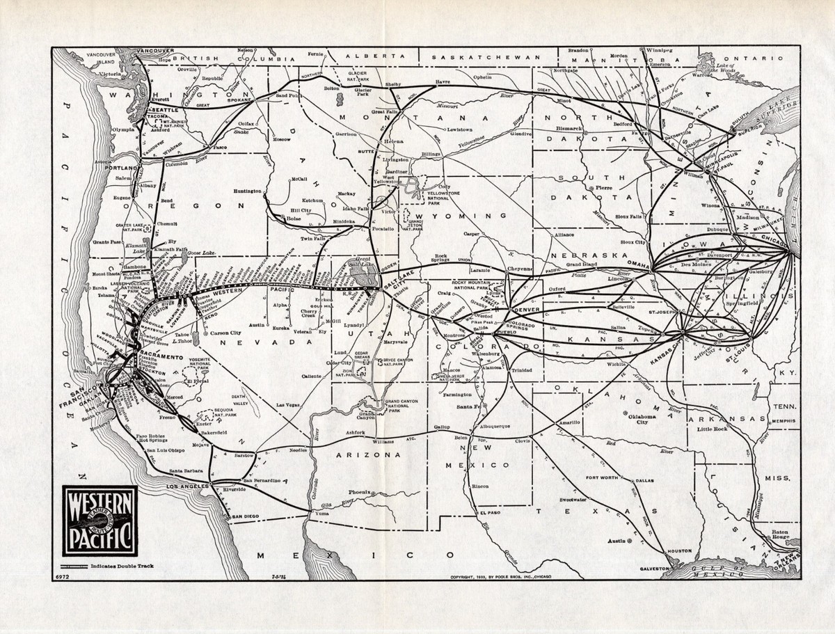 Western Pacific Railroad Route Map Transcontinental Railroad