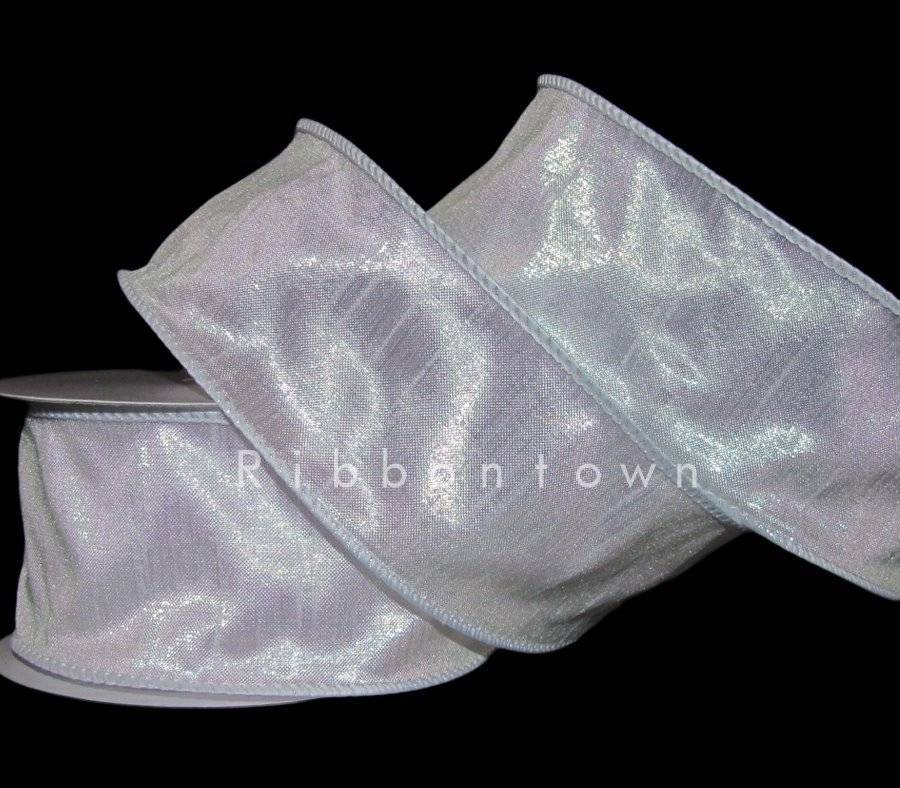 10 Yards Iridescent White Solid Wired Ribbon 2 1/2"W | eBay