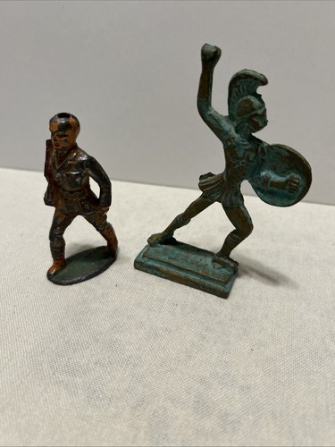 Two Vintage Cast Iron Figures, One Soldier, One Warrior | eBay