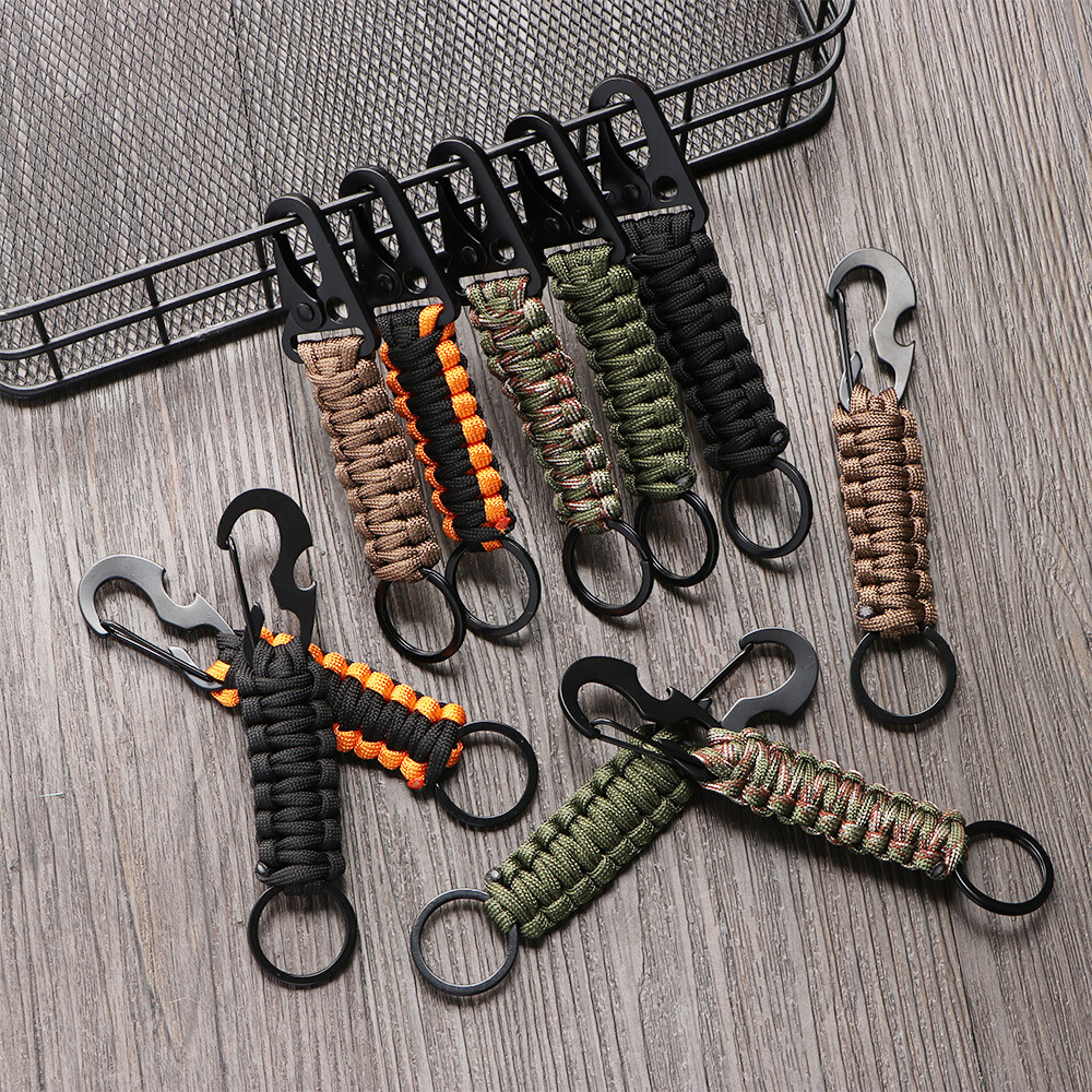 Camping Survival Kit Key Chain Ring Bottle Opener Rope Keychain Keyring ...