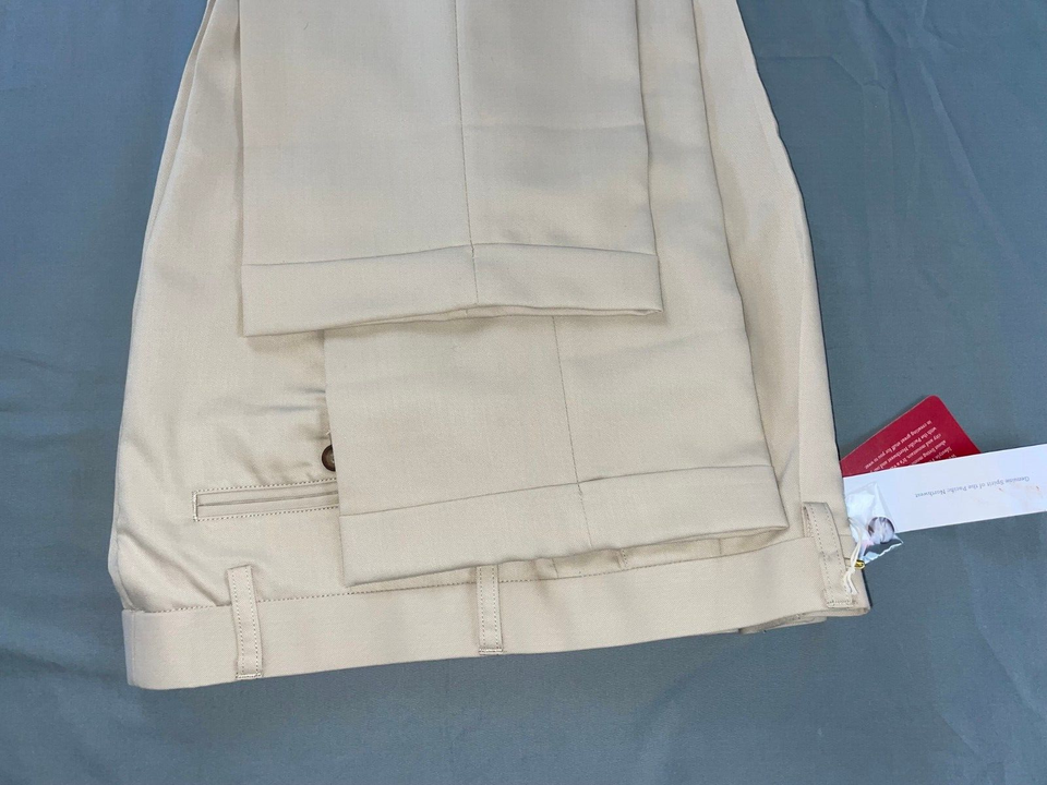 Cutter & Buck Double Pleat Microfiber Dress Pants, Slacks. Beige, 34X32 ...