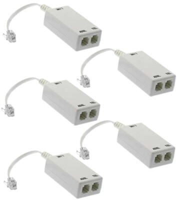 5x ADSL ADSL2+DSL Modem Splitter Telephone Phone Fax In Line Filter ...