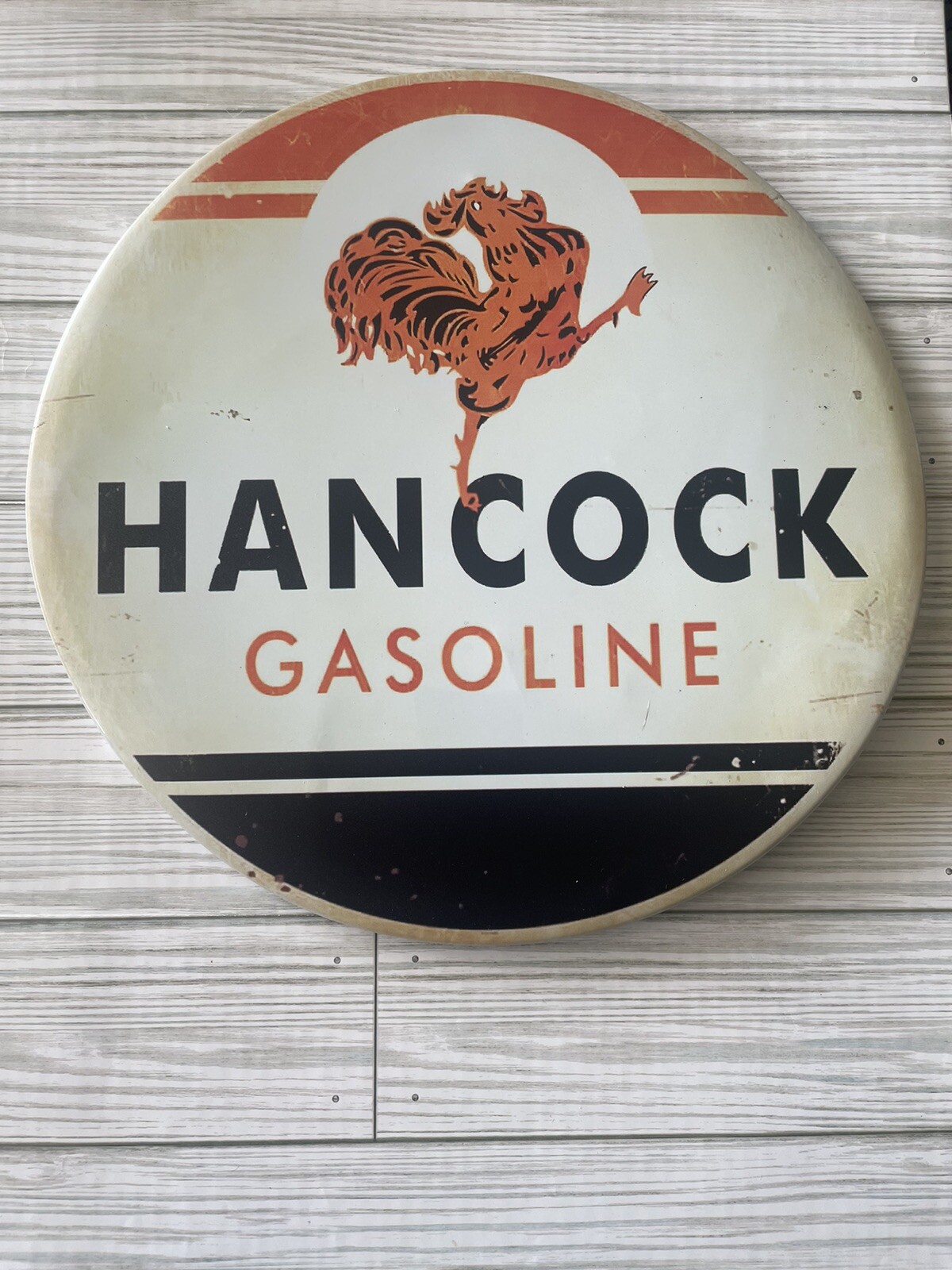 Hancock Gasoline Metal Sign 12” Classic Gasoline Oil Garage Shop Retro ...
