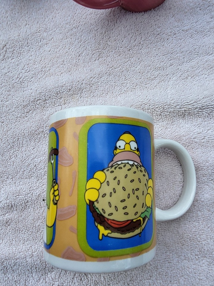 Homer Simpson coffee Mug Chef Eating Burger BBQ Weiner GUC SEE PICTURES ...