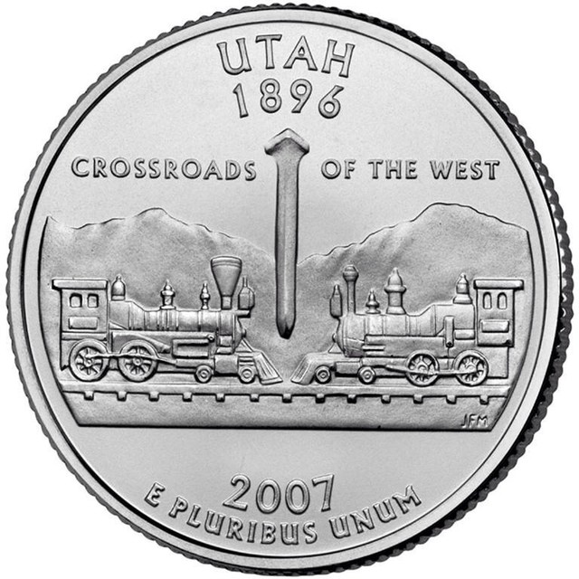 150th Golden-spike 1869 Transcontinental Railroad Train Utah US Quarter ...