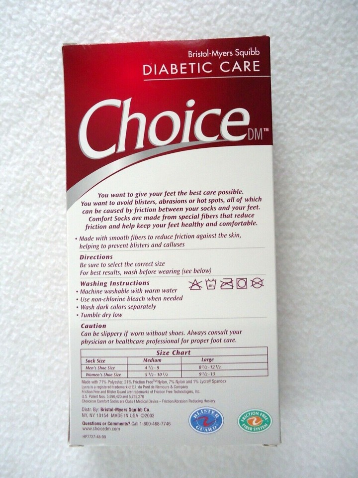 Choice DM Men's Large Size 8.5-12.5 Comfort Socks Diabetic Care Black ...