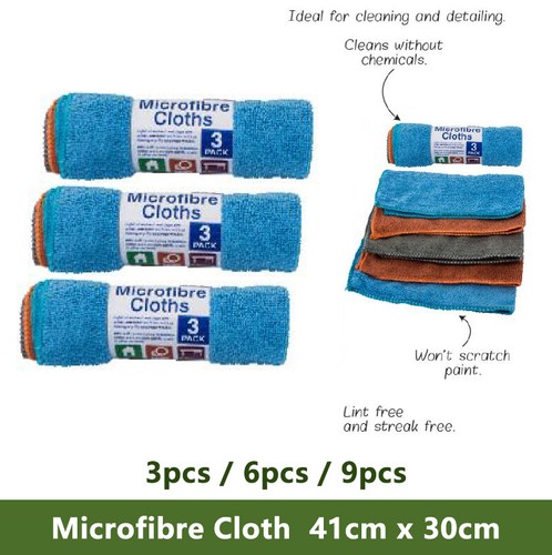 3 / 6 / 9 Pcs X Tra Kleen Microfibre Cloths 41cm X 30cm Ideal Cleaning ...