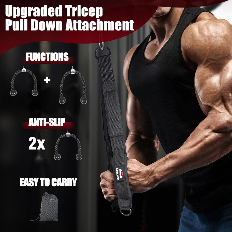 Tricep Rope, Multi Gym Tricep Rope Cable Attachment with Exercise ...