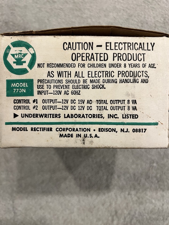Model Rectifier Corp. Dual Pack Model 770 N Guage Train Control ...