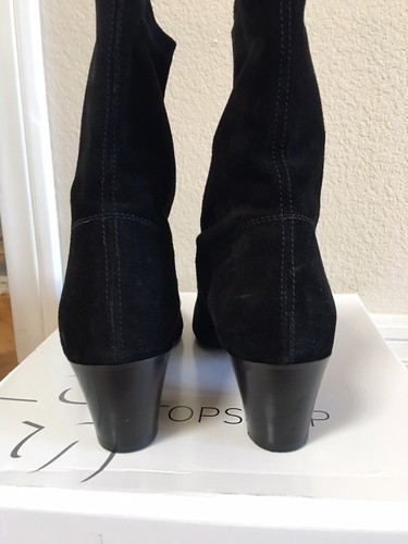TopShop Black Suede leather zip front Chelsea boots UK 41 US 10.5 fit ...