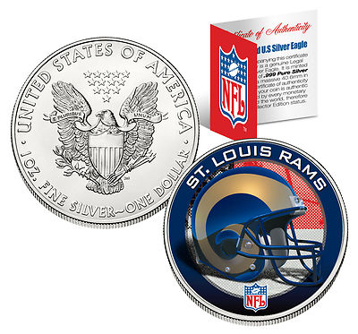 ST. LOUIS RAMS 1 Oz .999 Fine Silver American Eagle $1 US Coin NFL ...