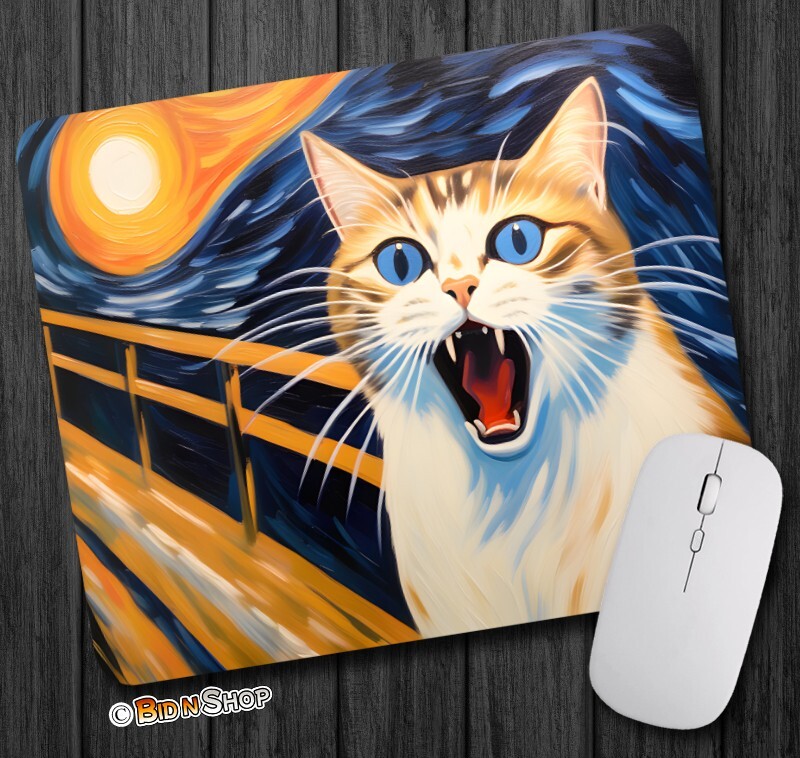 Edvard Munch The Scream Cat - Mouse Pad / PC Mousepad - Funny Fun Art ...