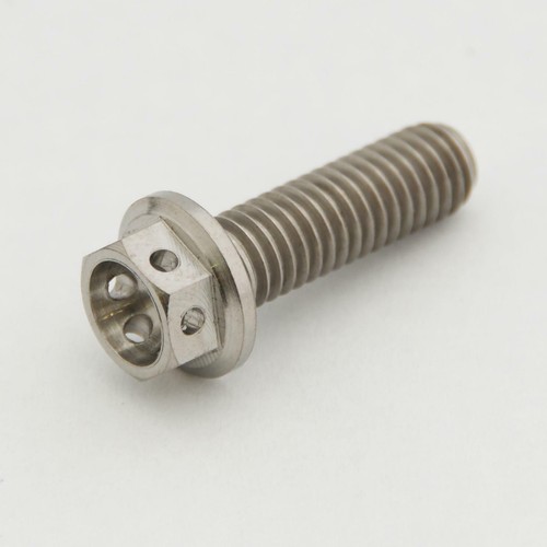 M6 Titanium Bolt 22mm Hex Head RACE flange Drilled lock Safety Wire 22 ...