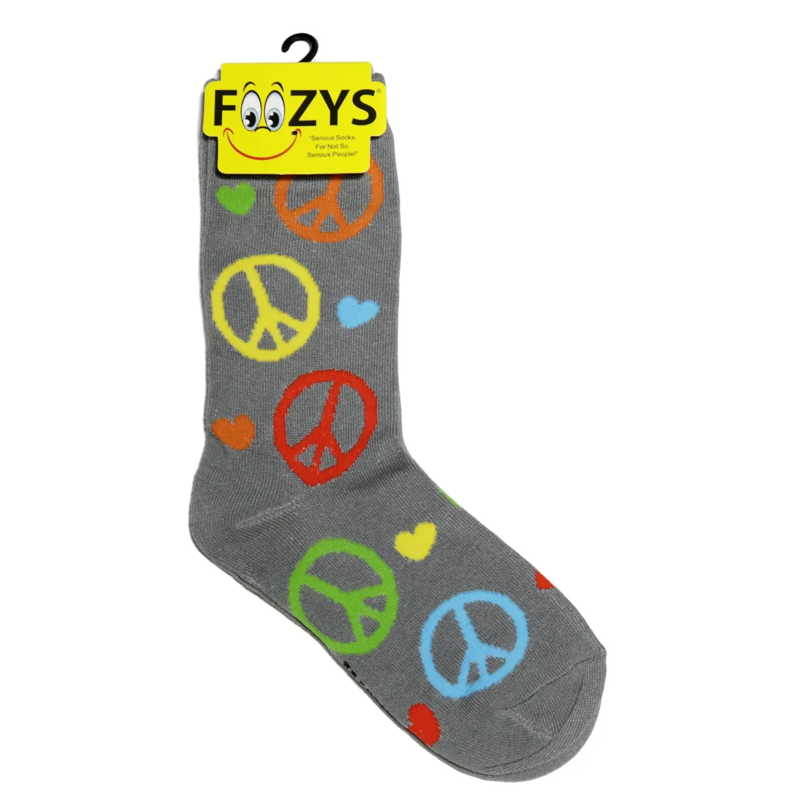 2 Pairs Foozy Peace Sign Print Foozys Novelty Fun Socks Womens Grey ...