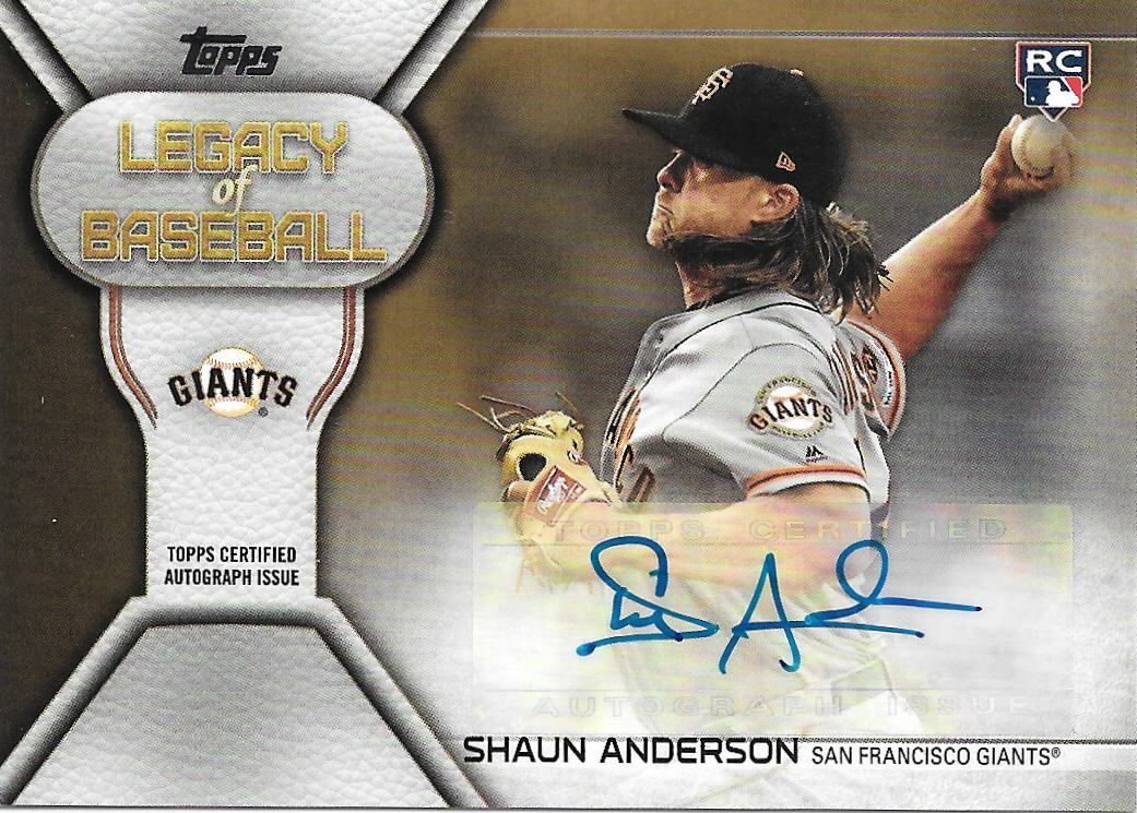 2019 Topps Series 1 SHAUN ANDERSON RC Legacy of Baseball Autograph GOLD ...