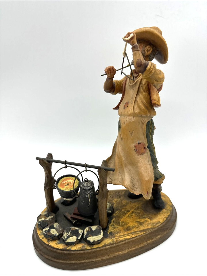 Rare Anri John H Kittelson" Hand Carved Painted Camp Fire Cowboy 71/ ...