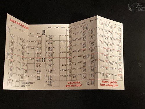 1971-72 Molson NHL Season Schedule. Rare. Near Mint. Beautiful Design. | eBay