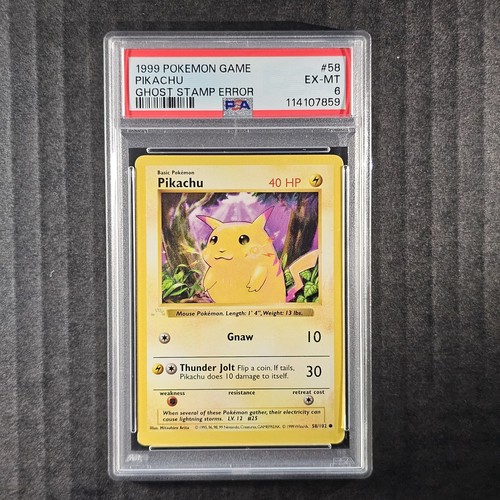 Pikachu, Ghost Stamp Error, Base Set, 58/102, Pokémon, WOTC 1999, (PSA ...