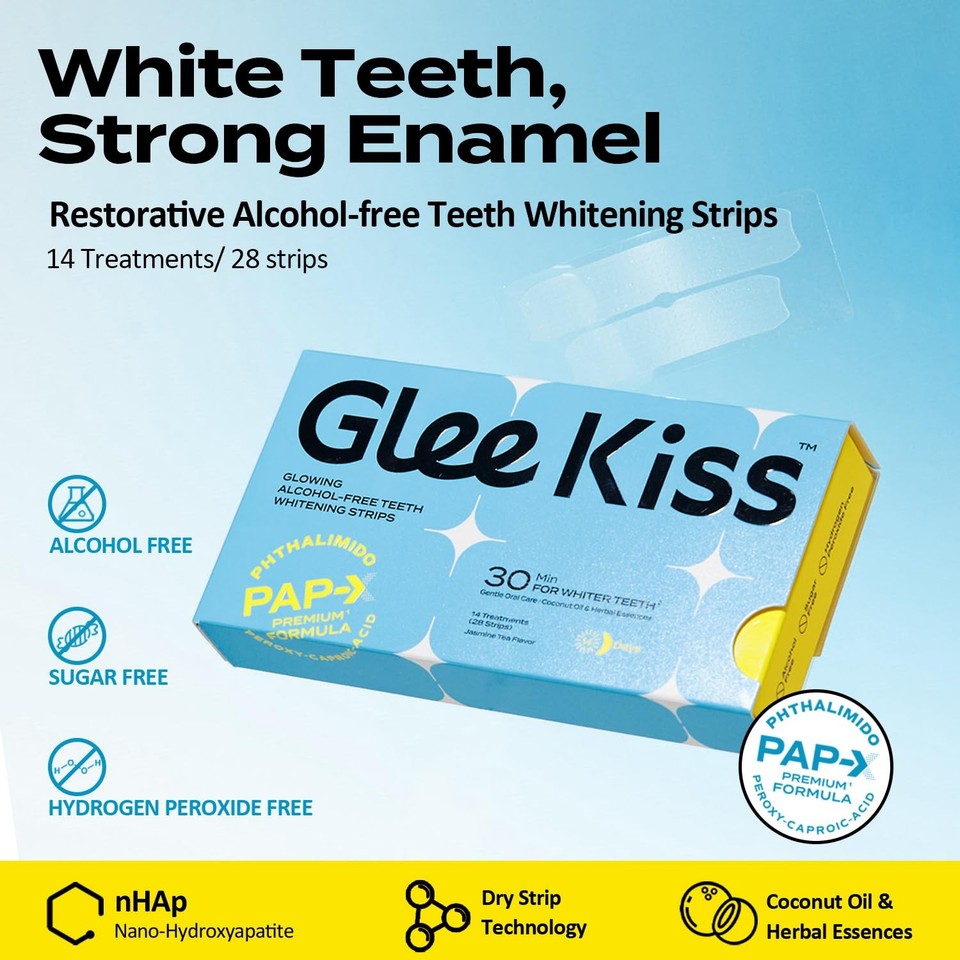 Glee Kiss Teeth Whitening Strips for Sensitive Teeth with Pap ...