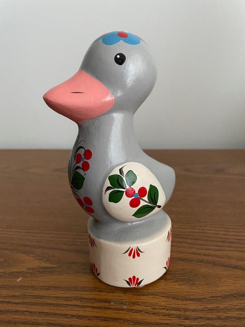 VTG Russian Khokhloma/Hohloma Hand Painted Wooden Souvenir Little Duck ...