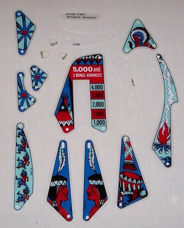 Gottlieb Big Indian Big Brave Pinball Machine Plastic Set C-14961 Free ...