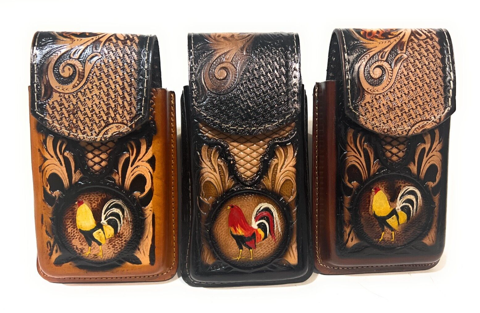 WESTERN LEATHER PHONE CASE, COWBOY RODEO ROOSER CELL PHONE CASE, FUNDA ...