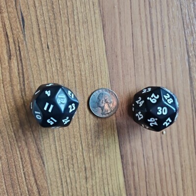 NEW Black D30 Opaque 30 Sided Dice D&D RPG Game 2 Die | eBay