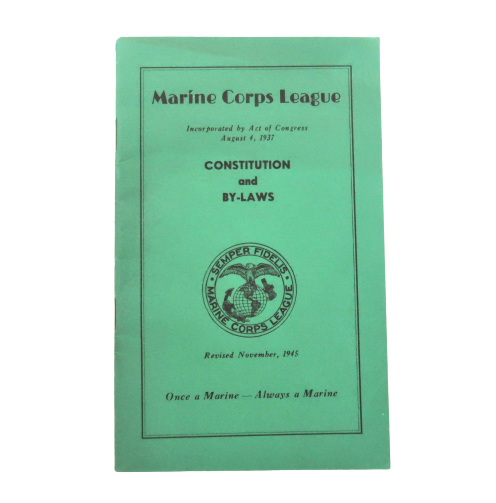 Vtg Marine Corps League Constitution & By-Laws Book 1945 Fraternal ...