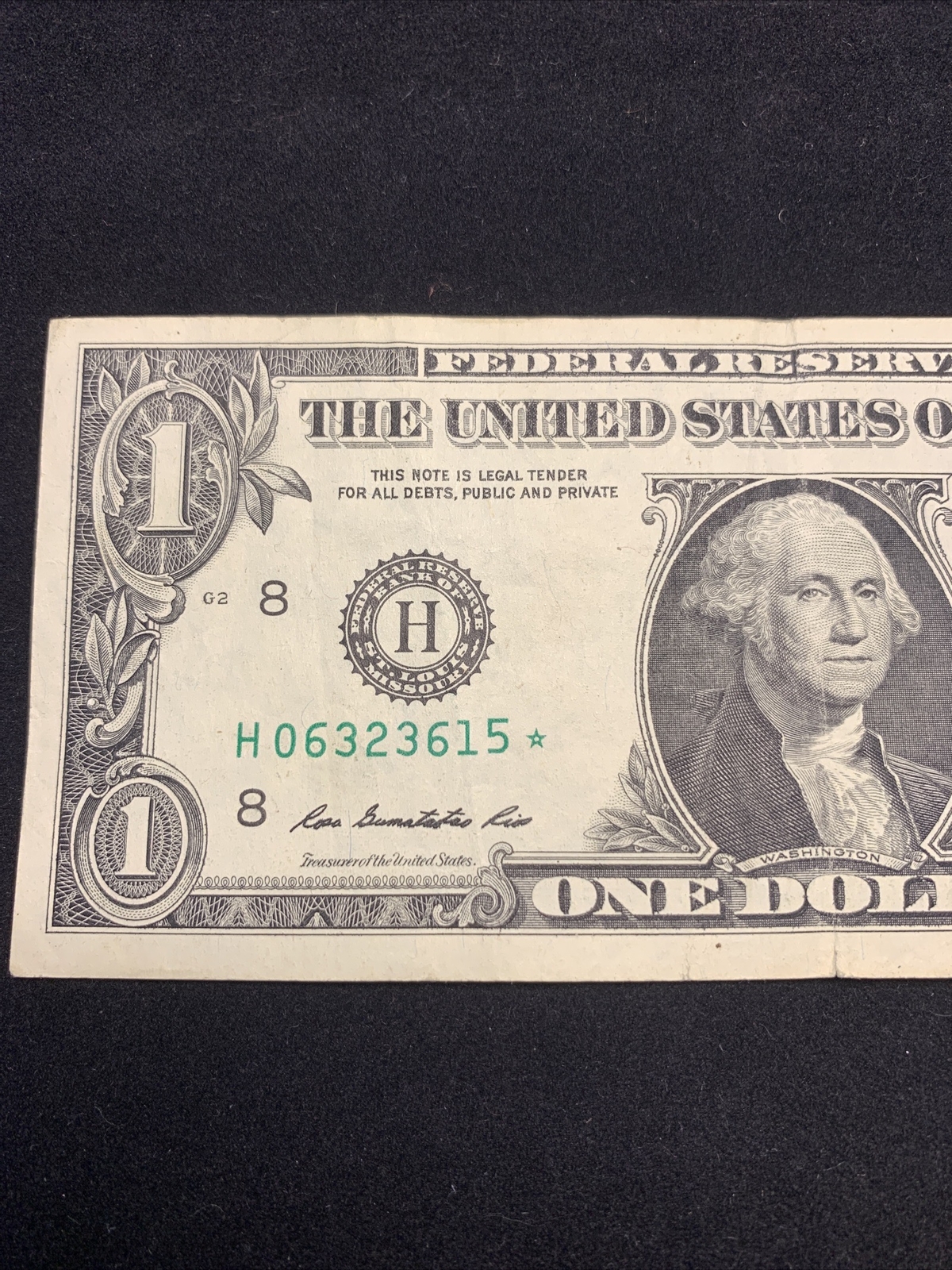 *STAR NOTE* #06323615*-2013 $1 Dollar Bill-St. Louis -“H” Mint Mark! | eBay