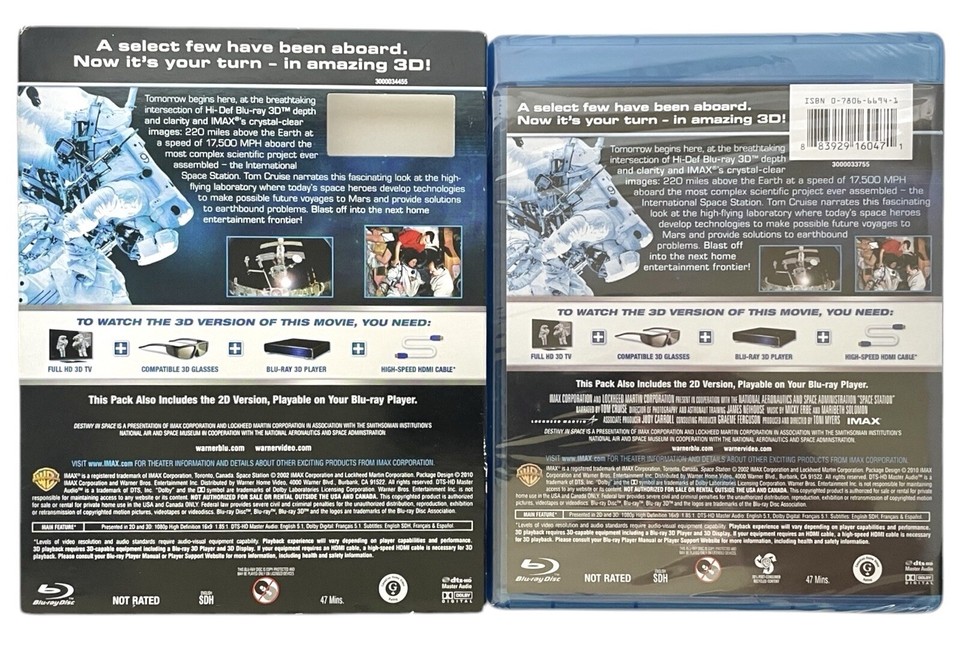 IMAX Space Station Blu-Ray 3D + Blu-Ray combo NASA w/ Lenticular ...