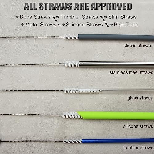 Straw Cleaning Brush with Handle, Comfy Grips Bottle Straw Cleaner Set ...