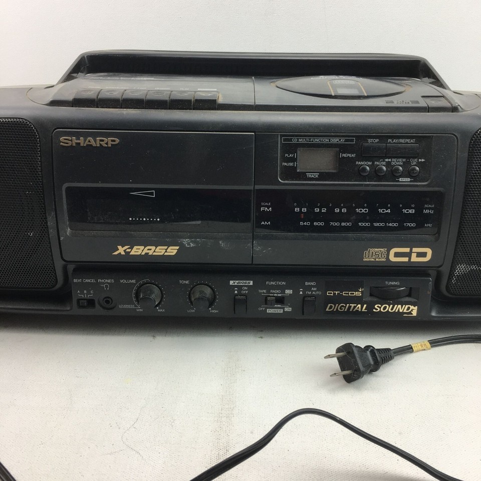 Sharp QT-CD5 Stereo Radio Cassette Record CD Play X-Bass Digital Sound ...