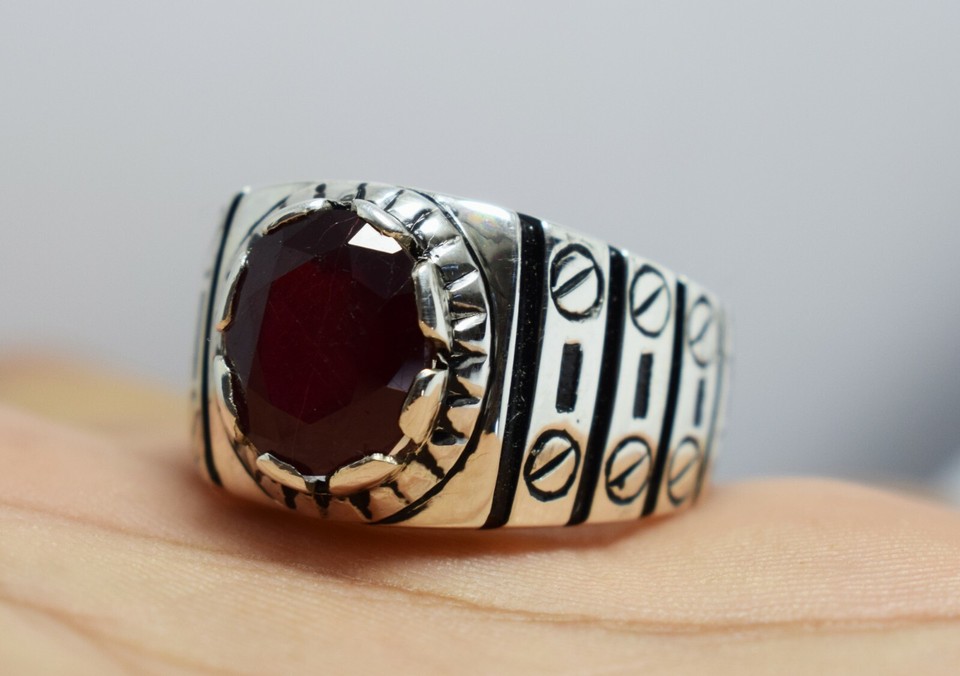 Pigeon Blood Red Ruby Ring Mens Bague Real Stone Ring Jewellery ...