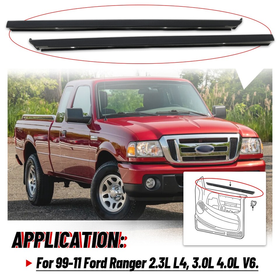 Fit For 1999-2011 Ford Ranger Front Outer Window Molding Trim ...