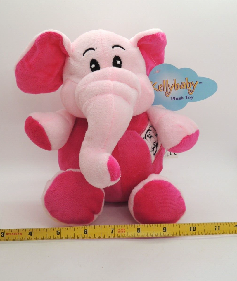 Kelly Baby Bright Pink Elephant Rattle Plush Toy Lovie Lovey Stuffed ...