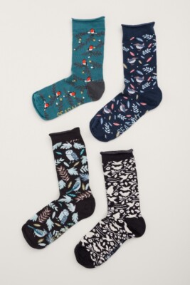 Seasalt Women's - black Box of 4 Bird Design Women's Sailor Socks ...
