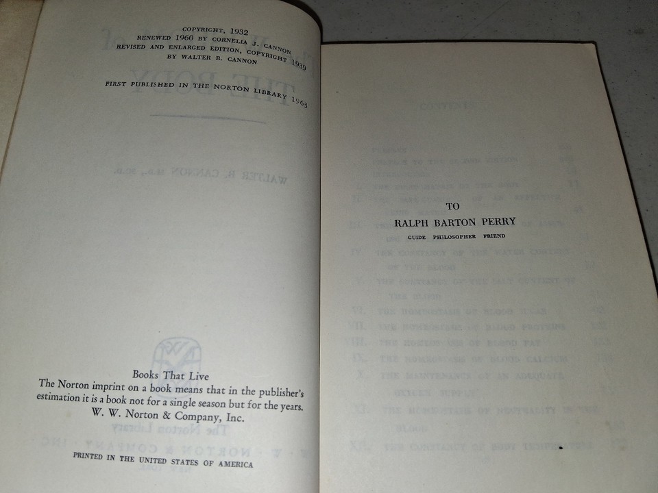 Wisdom Of The Body Walter B. Cannon 1963 Health | eBay