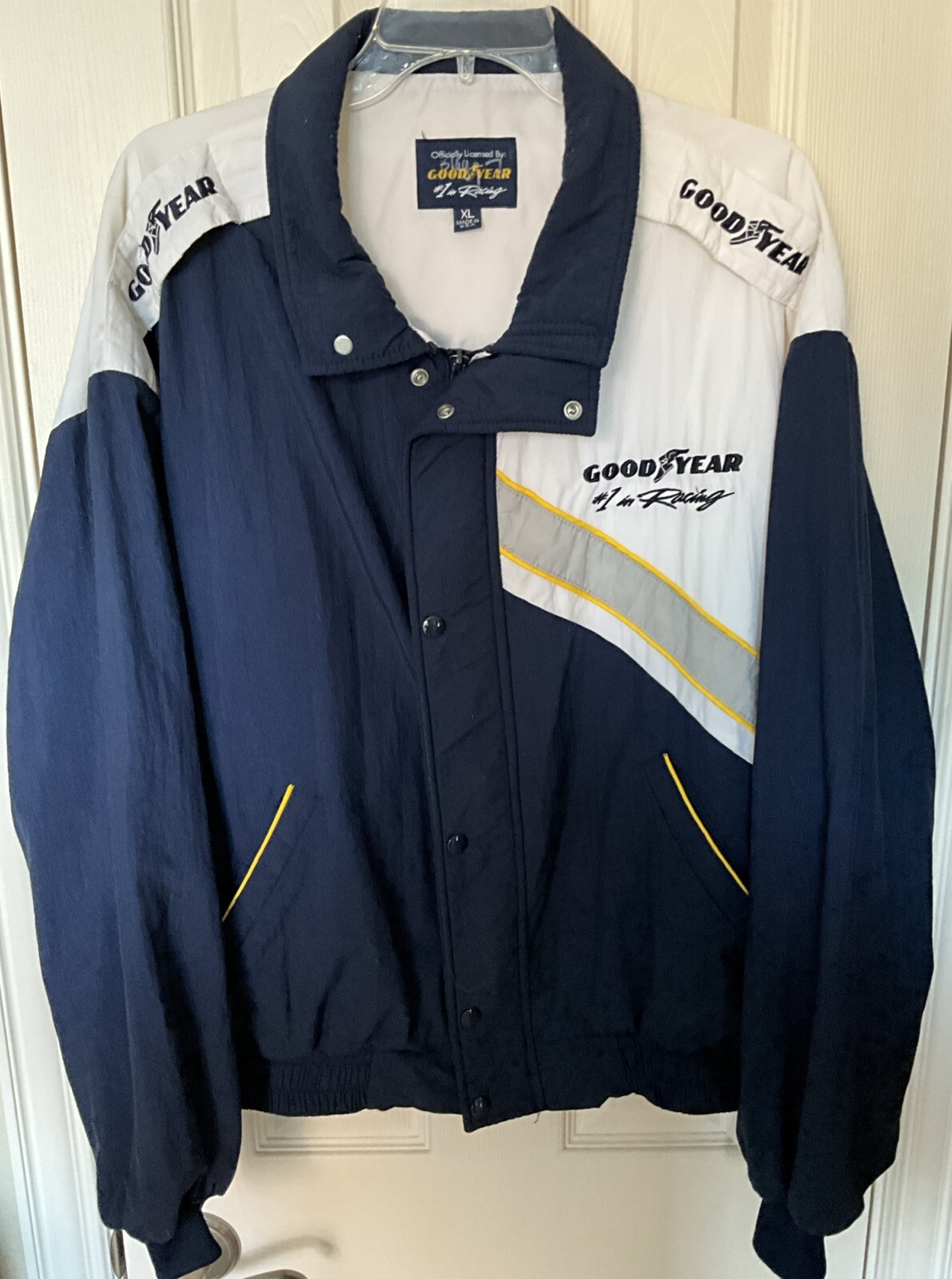 Vintage Goodyear Racing Jacket Navy Full Zip Bomber L… - Gem