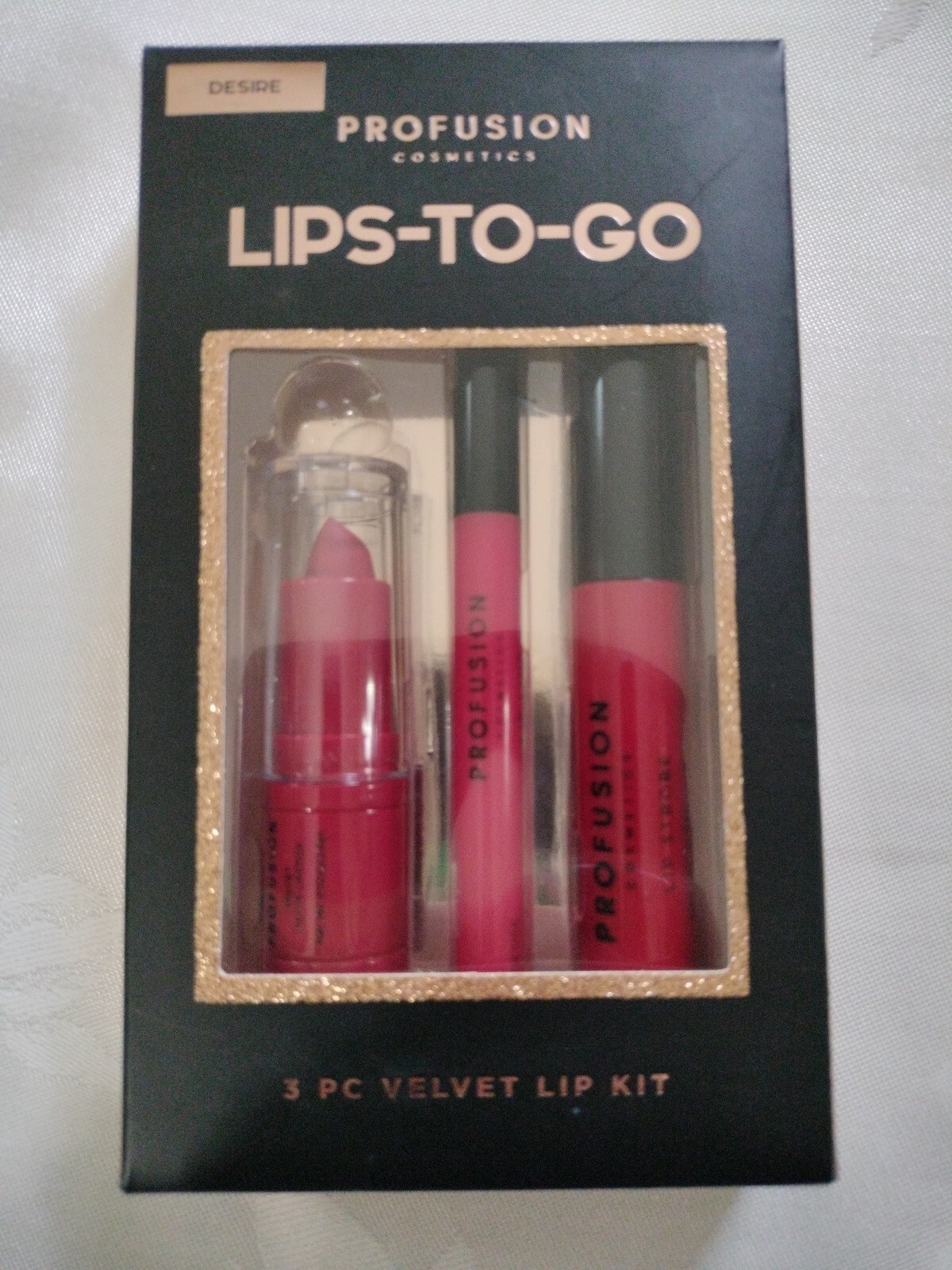 Profusion Cosmetics Lips-To-Go, 3 Pc Velvet Lip Kit, Desire, Red ...