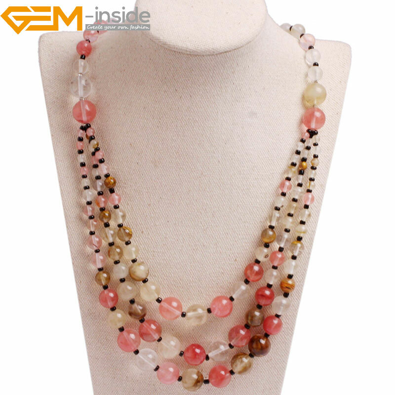 8-12mm Gemstones Beads Jewelry Beaded Princess Charm Necklace Women ...