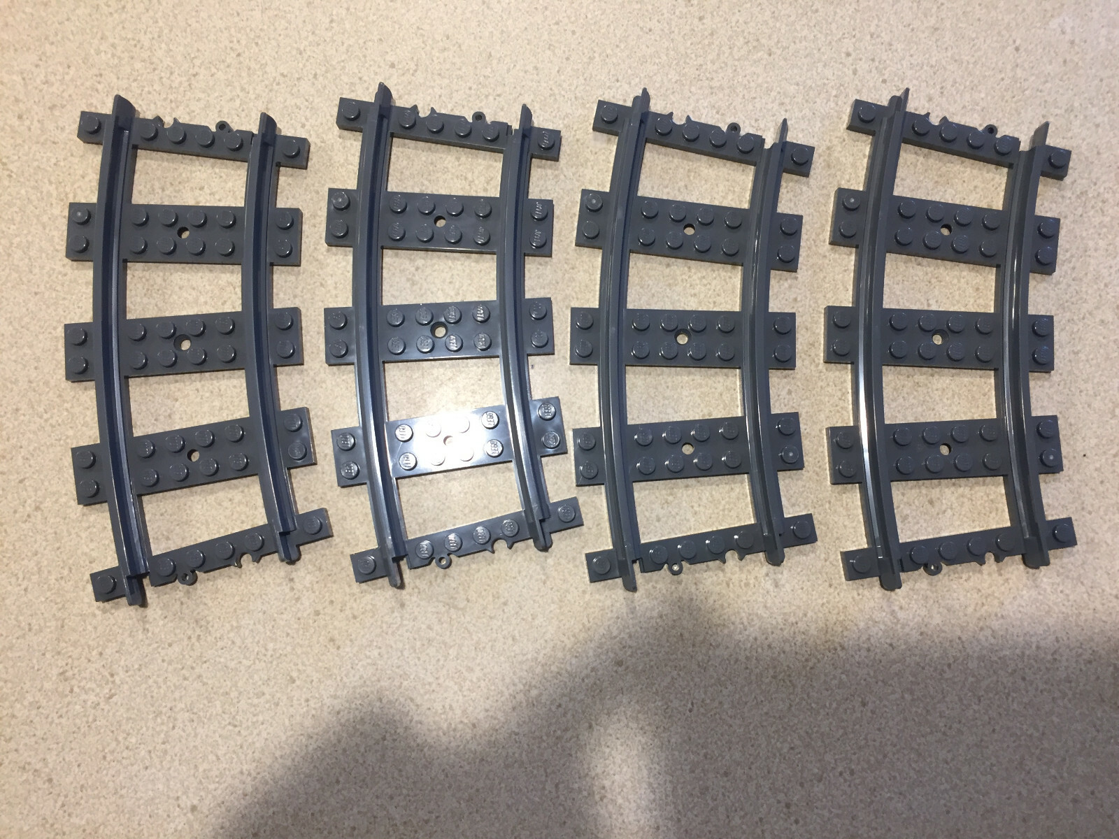 4 LEGO gray Straight Curve flexible train track Plastic (RC Trains) New ...