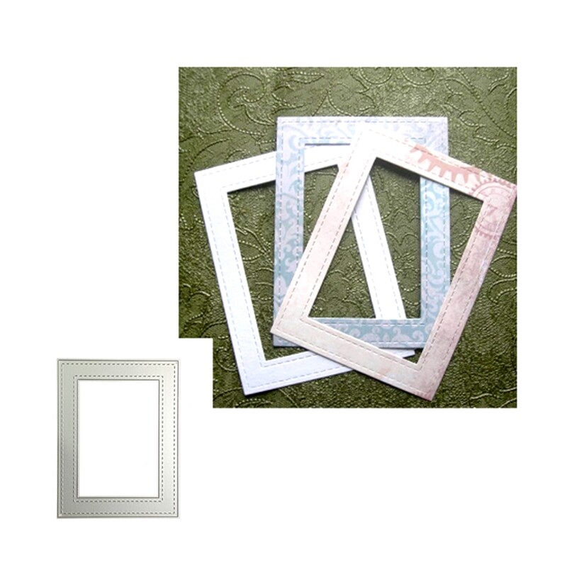 Stitched Rectangle Frame Metal Cutting Dies Stencil Embossing Album ...