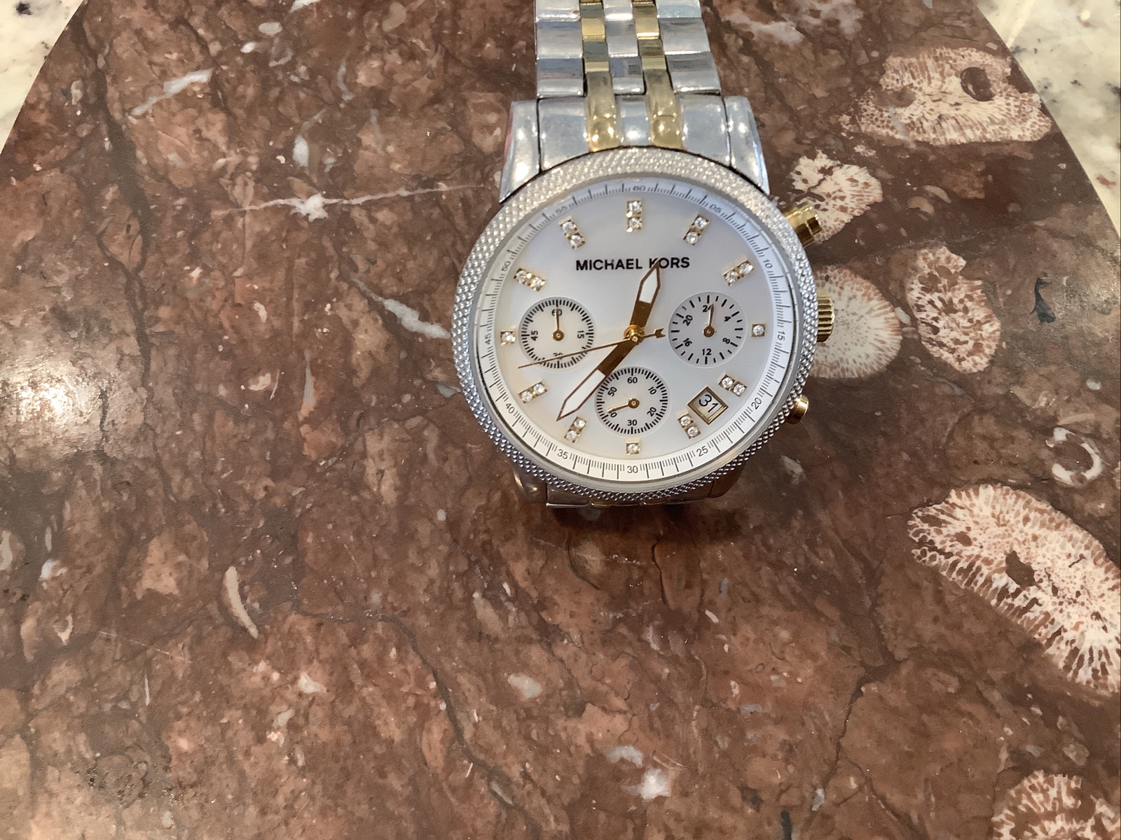 Michael Kors MK5057 Two-Tone Stainless Steel Crystal Accent Chronograph ...