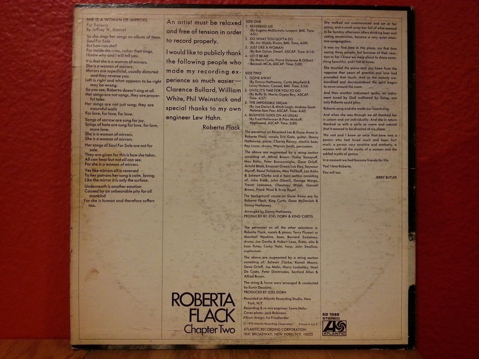 Roberta Flack: Chapter Two. Vinyl LP - Atlantic, SD 1569, stereo, 1970. VG | eBay