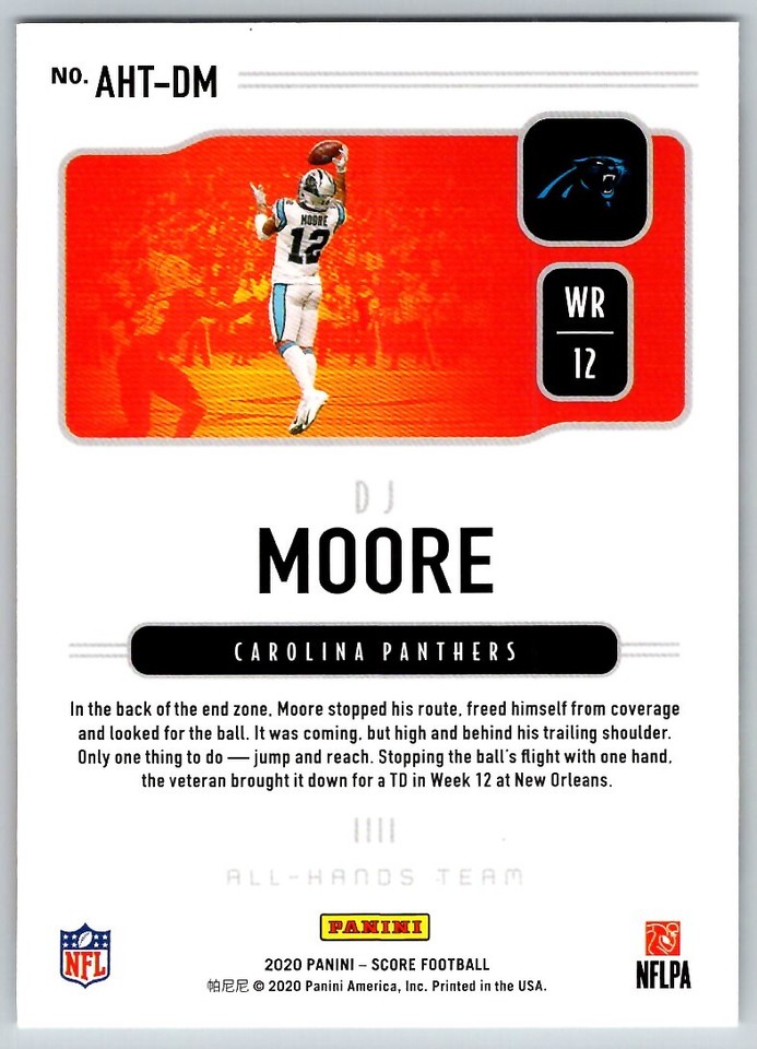 2020 SCORE ALL HANDS TEAM DJ MOORE CAROLINA PANTHERS #AHT-DM | eBay